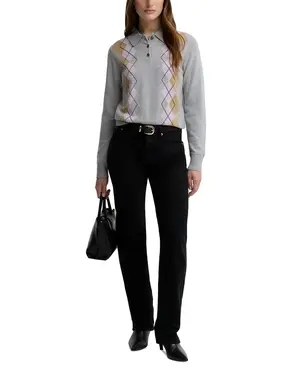 Barbour Fawne Wool Argyle Knit Sweater