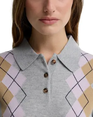 Barbour Fawne Wool Argyle Knit Sweater