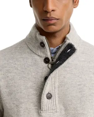 Barbour Essential Patch Wool Half Zip Sweater - Light Grey