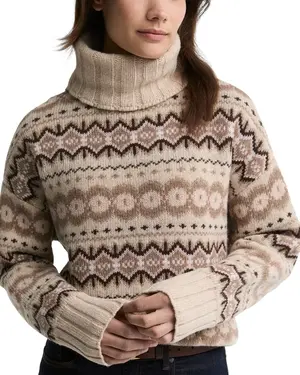 Barbour Helen Wool Blend Fair Isle Roll Neck Sweater