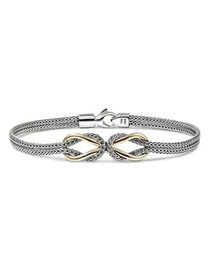 John Hardy 18k Yellow Gold & Sterling Love Knot Infinity Woven Link Bracelet - Silver