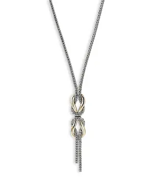 John Hardy 14k Yellow Gold & Sterling Love Knot Infinity Woven Link Chain Necklace - Silver