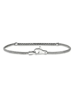 John Hardy Sterling Jh Essentials Diamond Bar Woven Bracelet, 0.24 Tcw