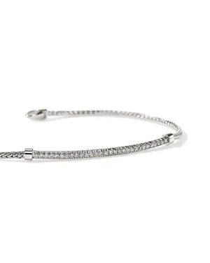 John Hardy Sterling Jh Essentials Diamond Bar Woven Bracelet, 0.24 Tcw