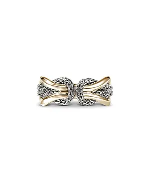 John Hardy 14k Yellow Gold & Sterling Love Knot Infinite Ring - Silver