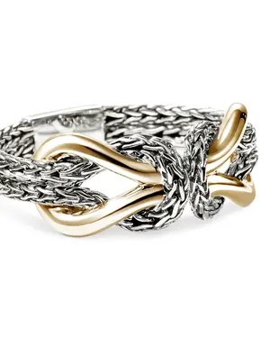 John Hardy 14k Yellow Gold & Sterling Love Knot Infinite Ring