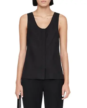 ALLSAINTS Milla Sleeveless Button Front Top - Black