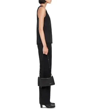 ALLSAINTS Milla Sleeveless Button Front Top - Black
