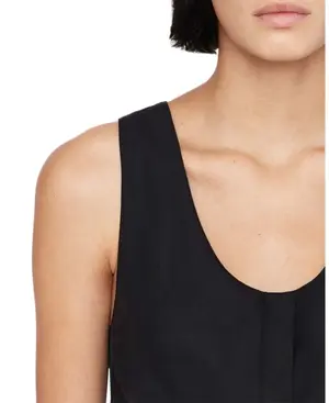 ALLSAINTS Milla Sleeveless Button Front Top - Black
