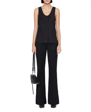 ALLSAINTS Milla Sleeveless Button Front Top - Black