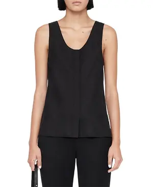 ALLSAINTS Milla Sleeveless Button Front Top - Black