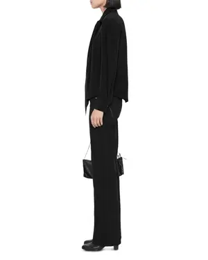 ALLSAINTS Iris Silk Tie Neck Shirt - Black