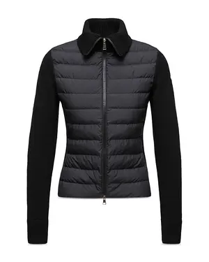 Moncler Down Mixed Media Cardigan - Black