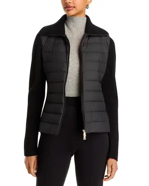 Moncler Down Mixed Media Cardigan - Black