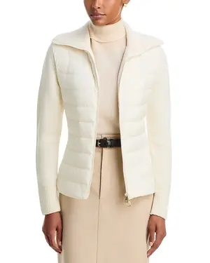 Moncler Down Mixed Media Cardigan - Natural