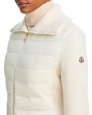 Moncler Down Mixed Media Cardigan - Natural