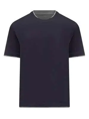 Brunello Cucinelli Classic T-shirt With Unique Detail - Cobalto