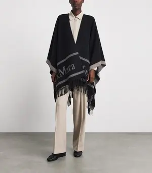 Max Mara Wool Logo Poncho