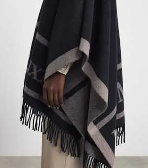 Max Mara Wool Logo Poncho