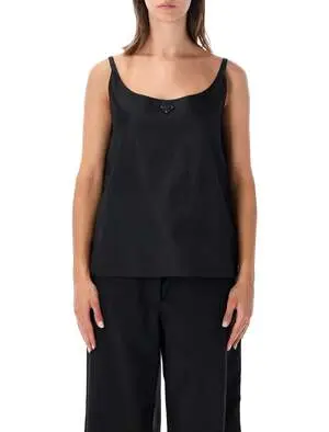 Prada Sleeveless Logo Plaque Cami Top - Nero