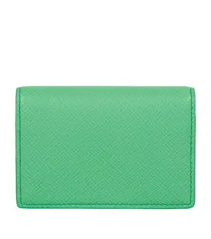 Smythson Leather Panama Folded Card Holder - Green