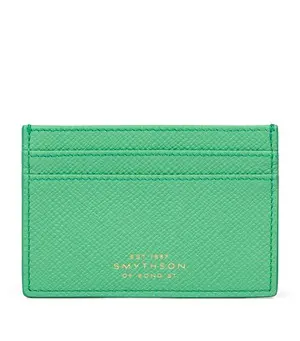 Smythson Leather Panama Card Holder - Green