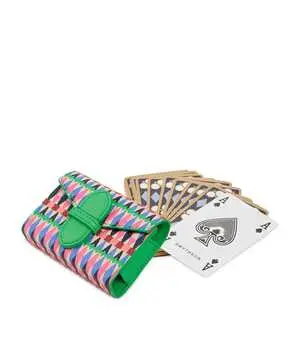 Smythson Leather Harlequin Panama Playing Card Case
