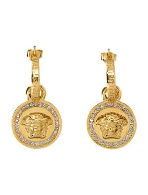 Versace Medusa Crystal Hoop Drop Earrings