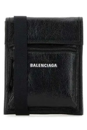 Balenciaga Explorer Mini Leather Crossbody Handbag 16 Cm X 20 Cm X 3.5 Cm - Black