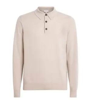 Sunspel Cashmere Long-sleeve Polo Shirt - Brown