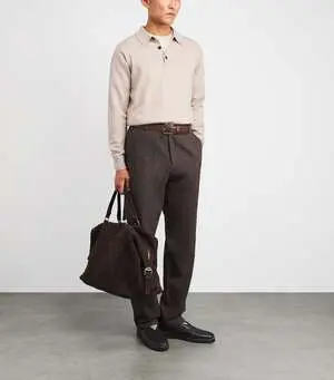 Sunspel Cashmere Long-sleeve Polo Shirt - Brown