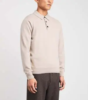 Sunspel Cashmere Long-sleeve Polo Shirt - Brown