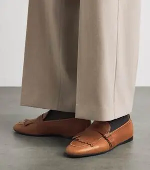 Max Mara Leather Fringe Loafers