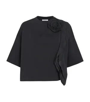 Max Mara Cotton Floral Appliqué T-shirt