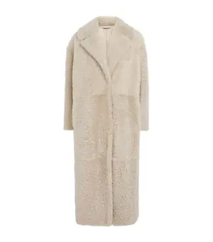 Max Mara Shearling Long Coat - Nude