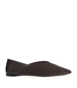 Max Mara Suede Leather-trim Ballet Flats - Brown