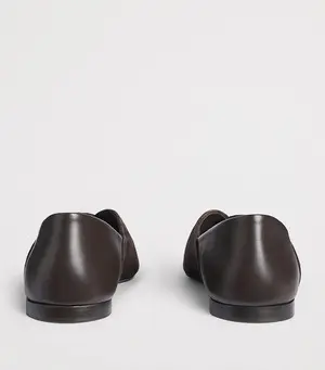 Max Mara Suede Leather-trim Ballet Flats - Brown