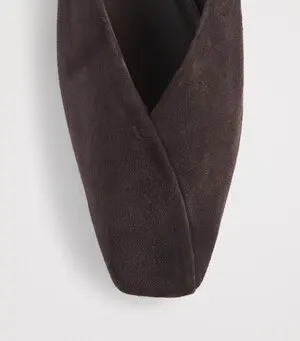 Max Mara Suede Leather-trim Ballet Flats - Brown