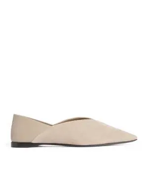 Max Mara Suede Leather-trim Ballet Flats - Beige