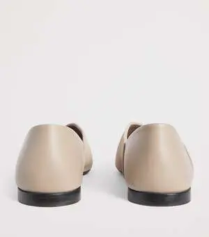 Max Mara Suede Leather-trim Ballet Flats - Beige