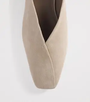 Max Mara Suede Leather-trim Ballet Flats - Beige
