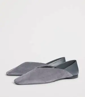 Max Mara Suede Leather-trim Ballet Flats