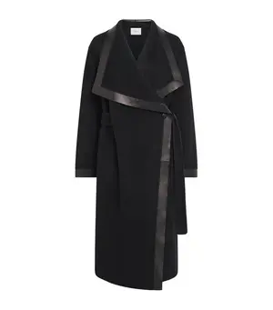 Lafayette 148 New York Cashmere Leather-trim Wrap Coat