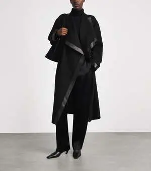 Lafayette 148 New York Cashmere Leather-trim Wrap Coat