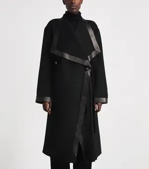 Lafayette 148 New York Cashmere Leather-trim Wrap Coat