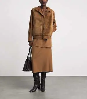 Lafayette 148 New York Shearling-camel Hair Quilted Gilet