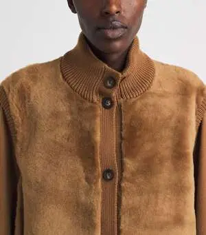 Lafayette 148 New York Shearling-camel Hair Quilted Gilet