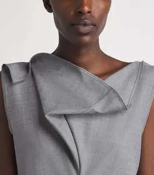 Victoria Beckham Wool Draped Tailored Midi Dress