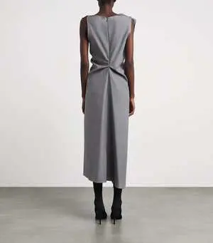 Victoria Beckham Wool Draped Tailored Midi Dress