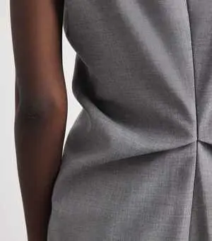 Victoria Beckham Wool Draped Tailored Midi Dress